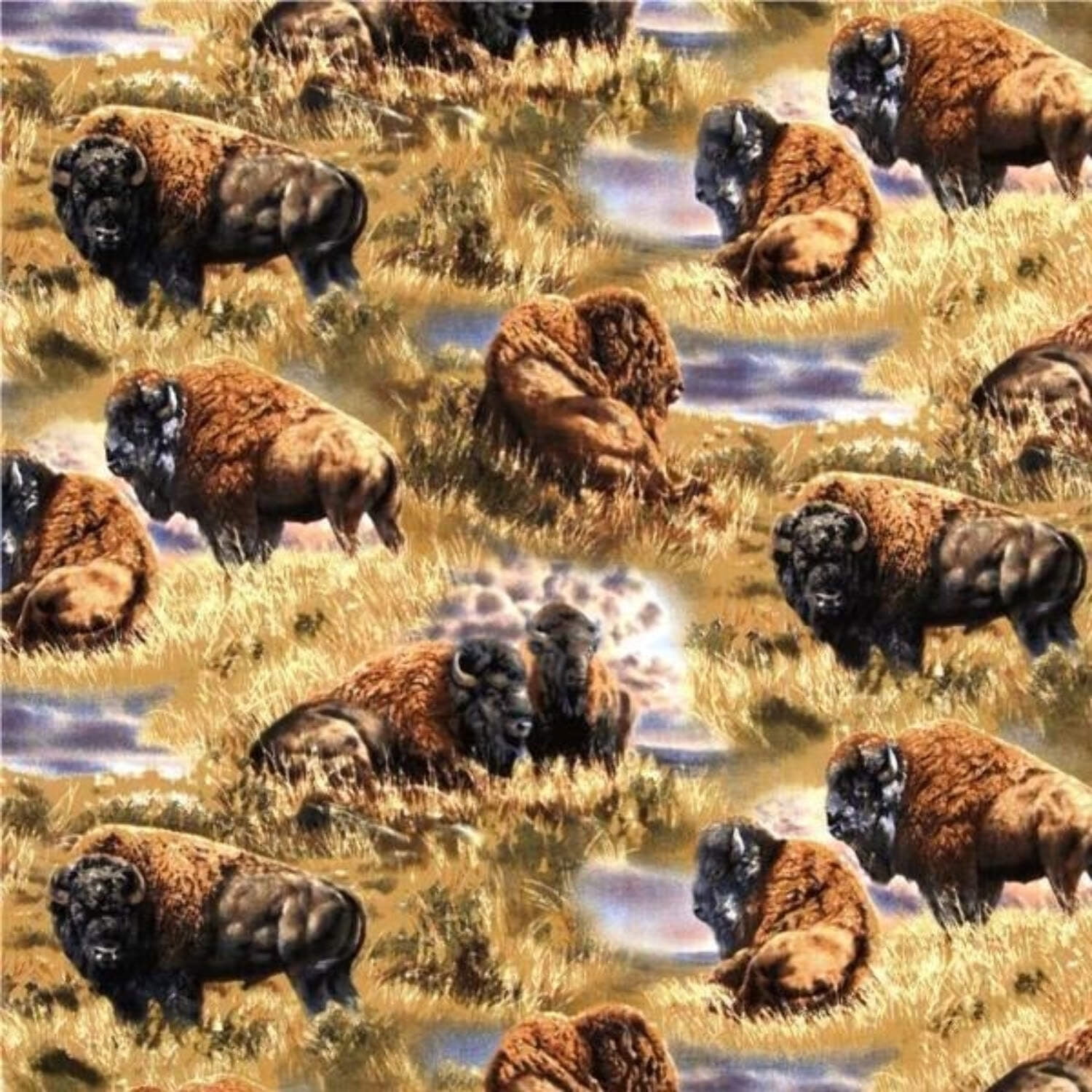 Bison Range Scenic Cotton Fabric, 100% Cotton, Lightweight, 45" Width ...