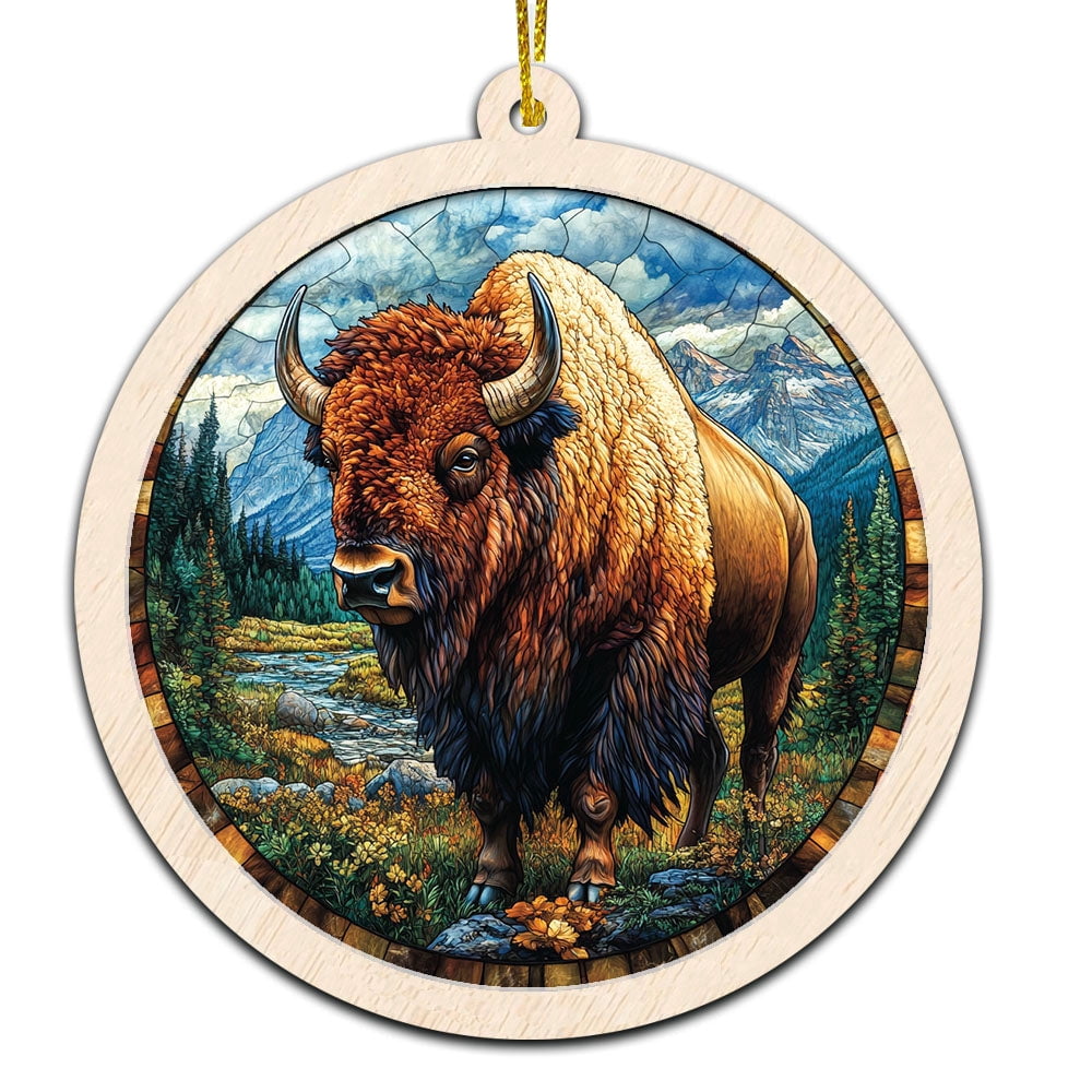 Bison Stained Glass Suncatcher Ornament – Ornament Gift for Family ...