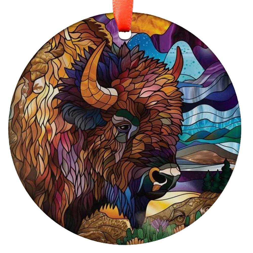 Bison: -Style Christmas Ornament - Made With Real Glass, Holiday ...