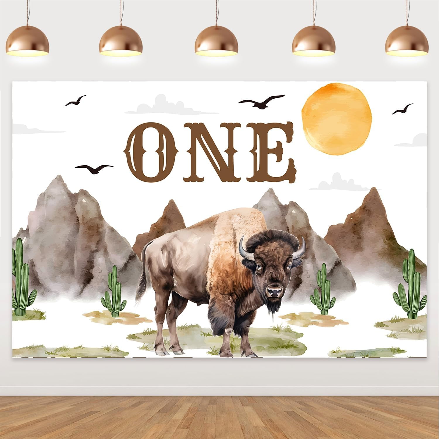 Bison Themed 1st Birthday Backdrop Boy Buffalo Theme Photography ...