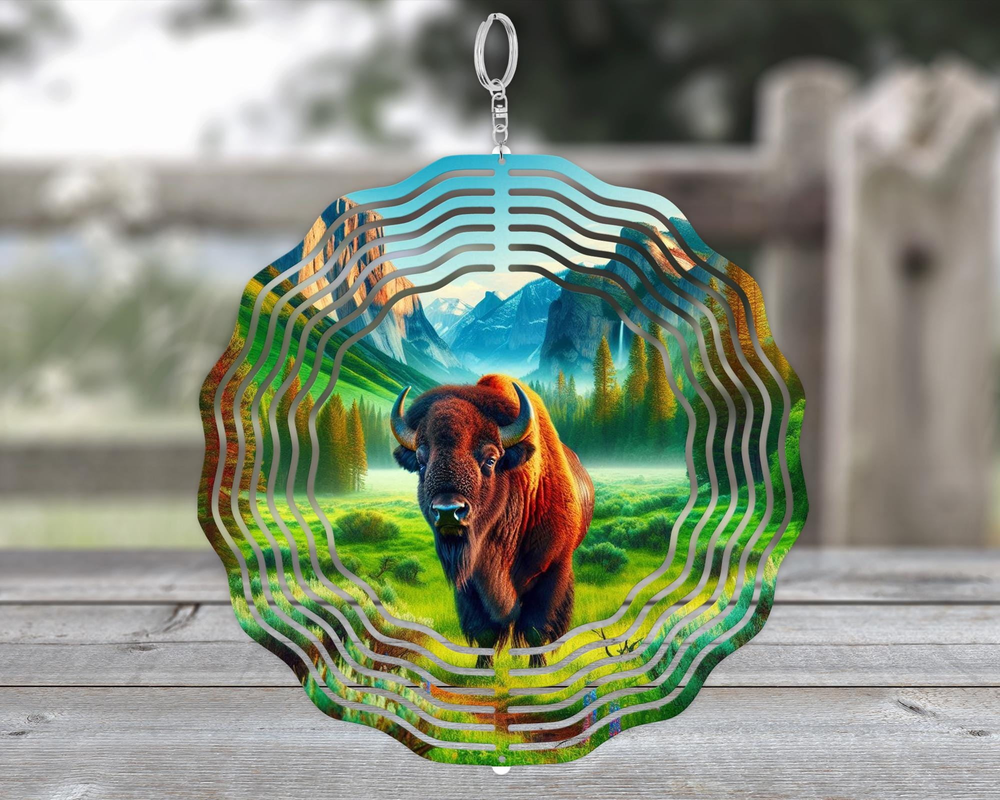 Bison Wind Spinner Faux Stained Glass Wildlife Mountain Decor - Walmart.com