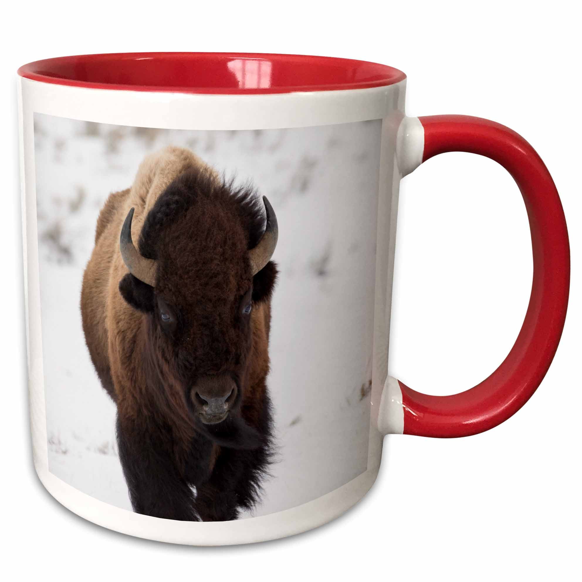 3drose, Bison Winter Bull., 15oz Two-tone Red Mug - Walmart.com