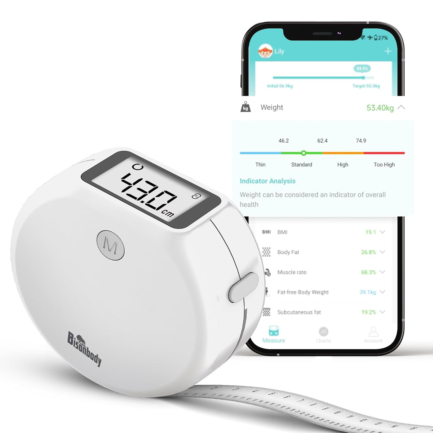 Bisonbody Smart Body Measuring Tape – Smart Tape Measure Body with App ...