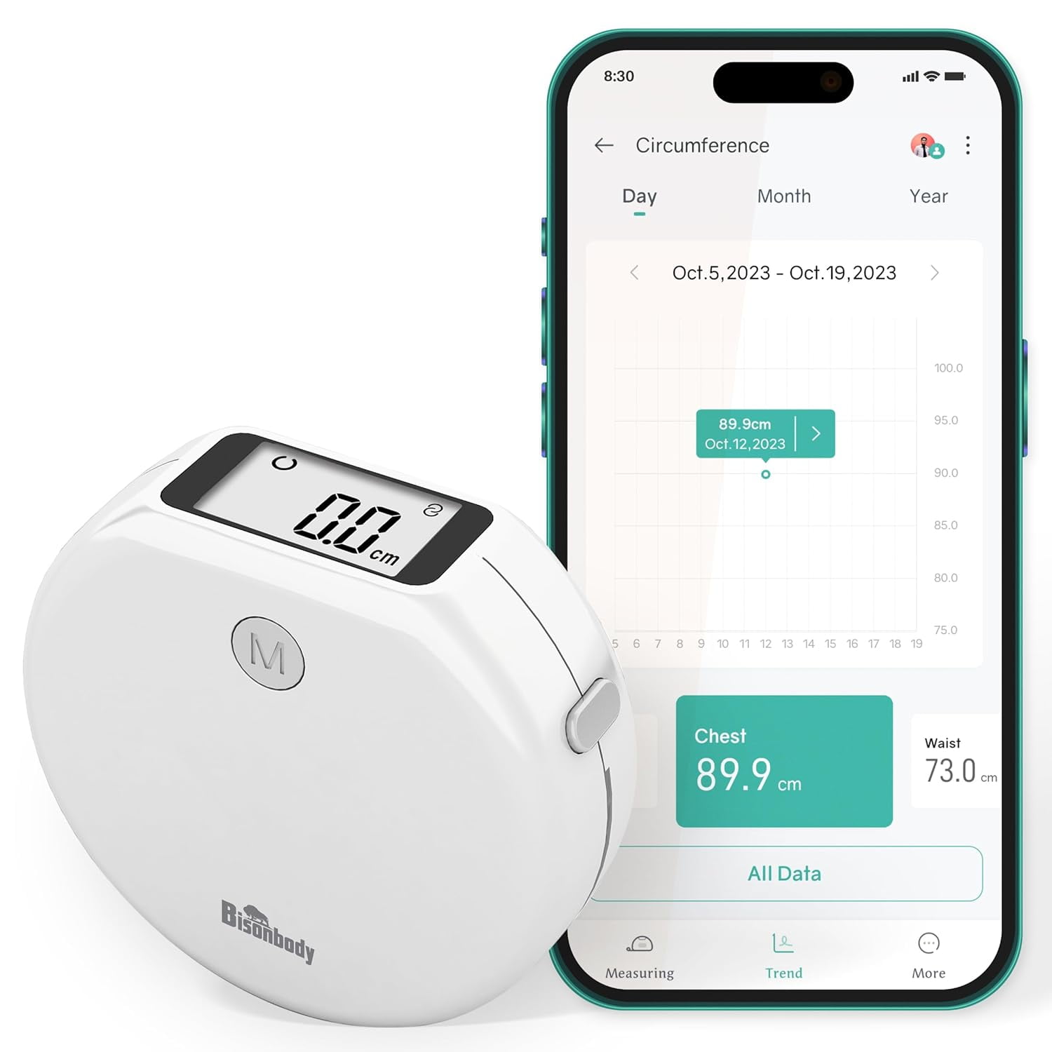 Bisonbody Smart Body Measuring Tape with App, LCD Display, 2 Modes ...