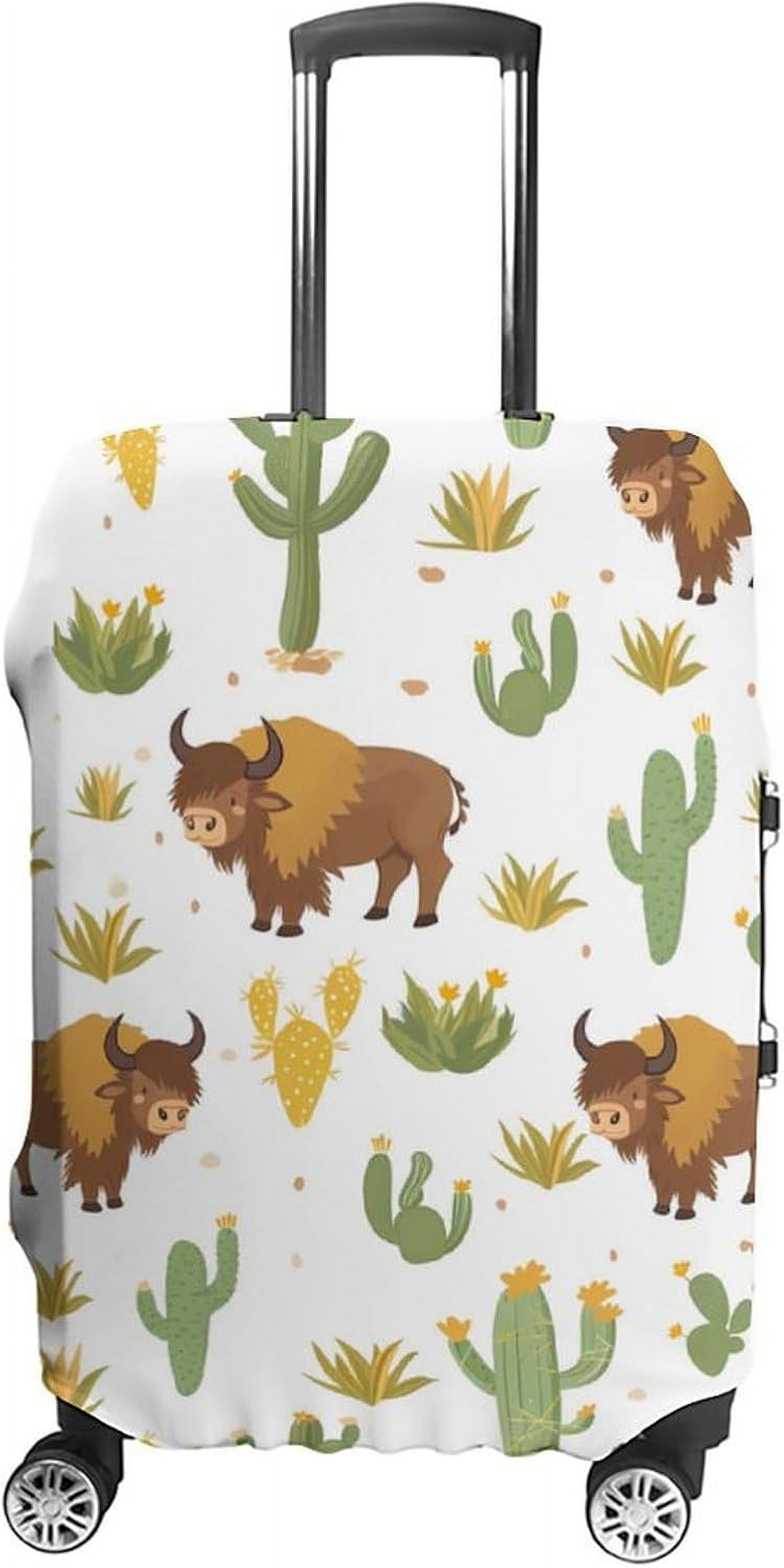 Bisons with Cactus Print Travel Luggage Cover Suitcase Protector Anti ...