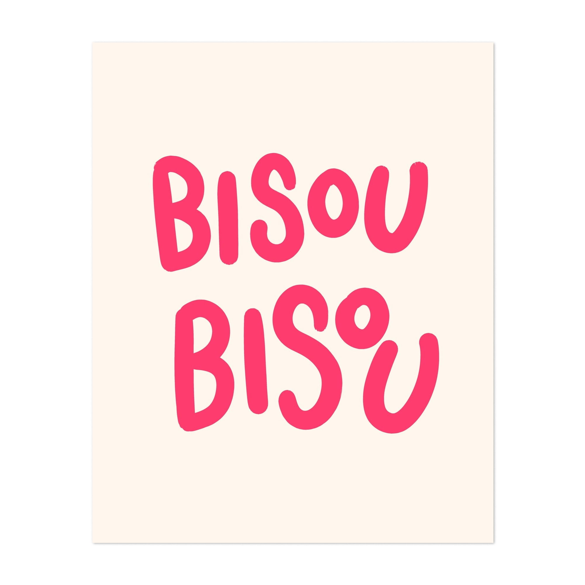 Bisou Bisou Typographic Poster – Pink Typography with Eclectic Charm ...