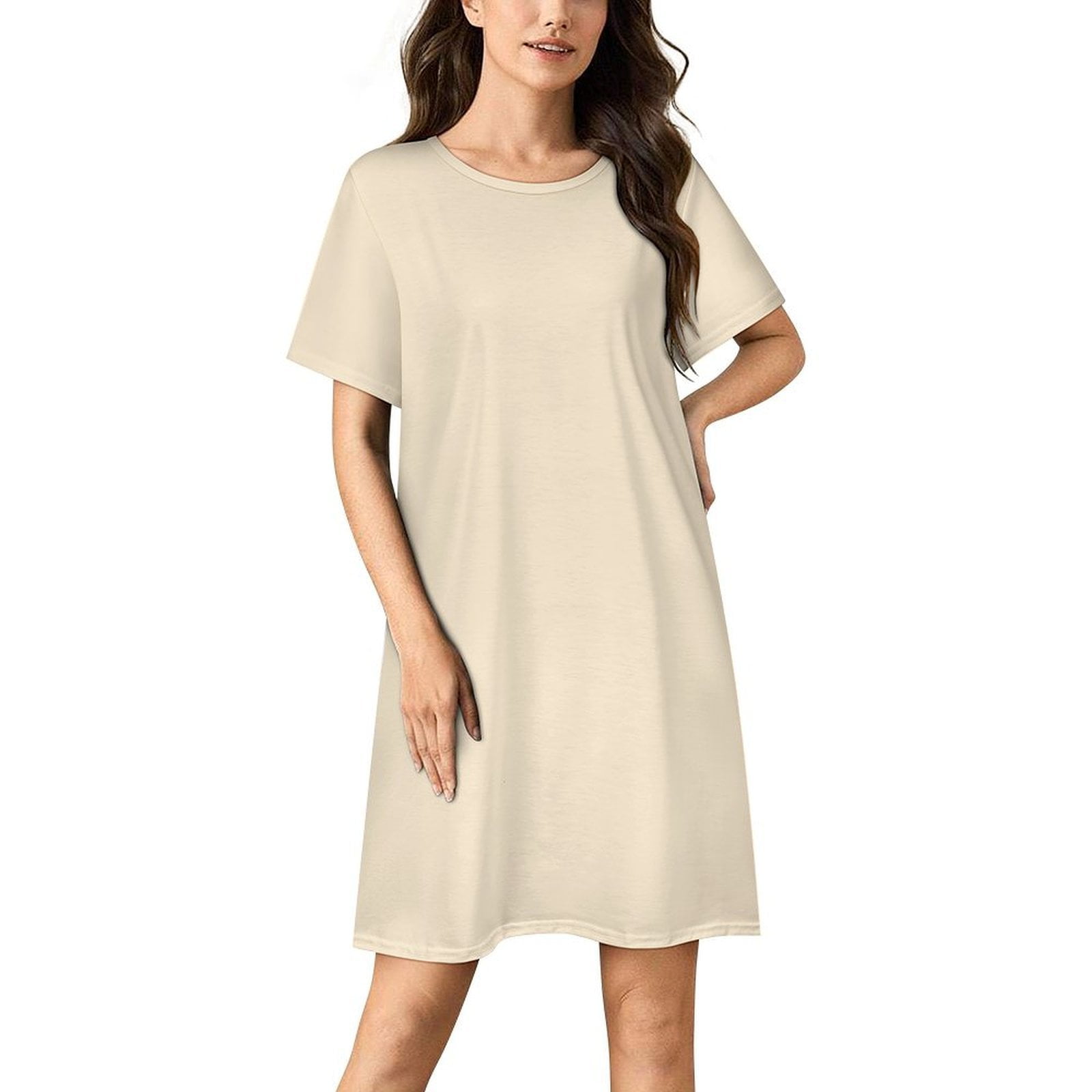 Bisque Yellow Women Nightgown Sleepwear Short Sleeves For Vacations ...