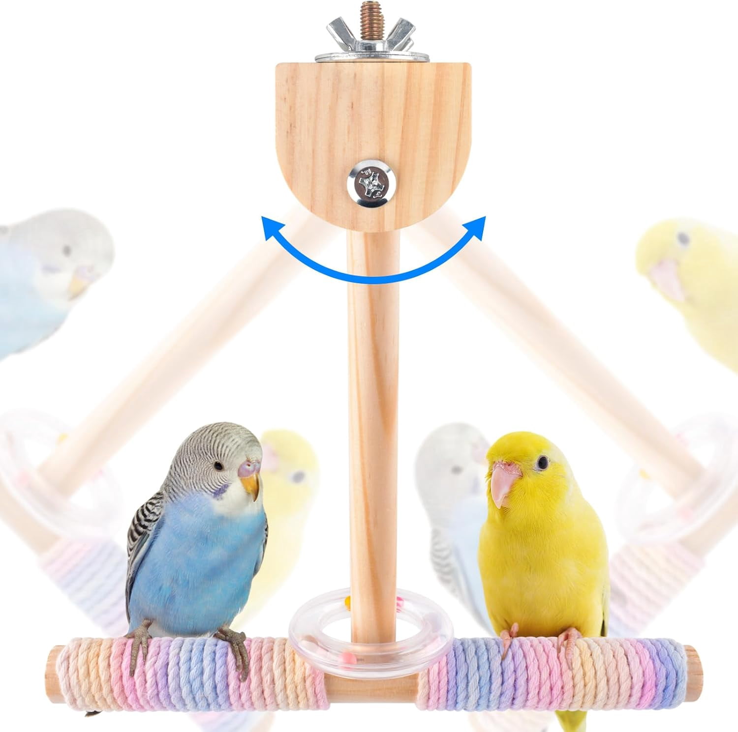 Bissap Bird Stand Perch Toy, Parakeet Wooden Exercise Shake Standing ...
