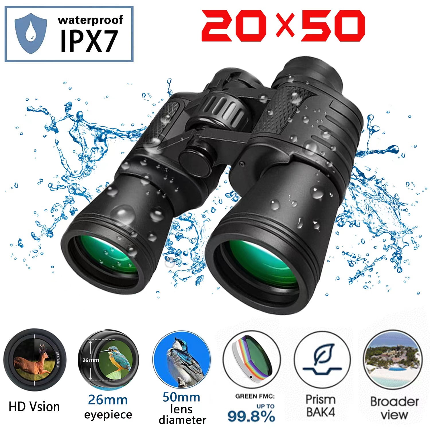 Bissot 20x50 HD Binoculars with BAK4 Prism FMC Lens Nepal | Ubuy