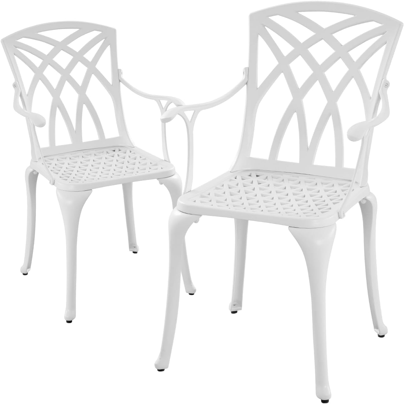 Bistro Chairs Set of 2 Outdoor Cast Aluminum White Patio Bistro Chairs ...