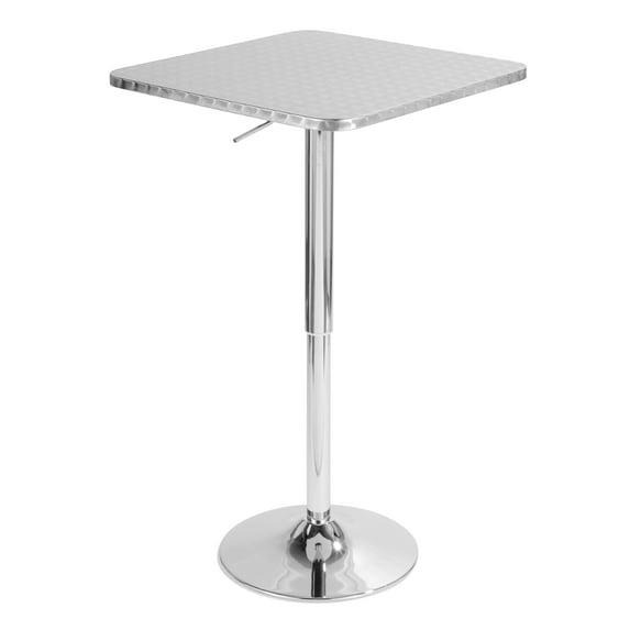Bistro Contemporary Adjustable Square Bar Table in Silver by LumiSource ...