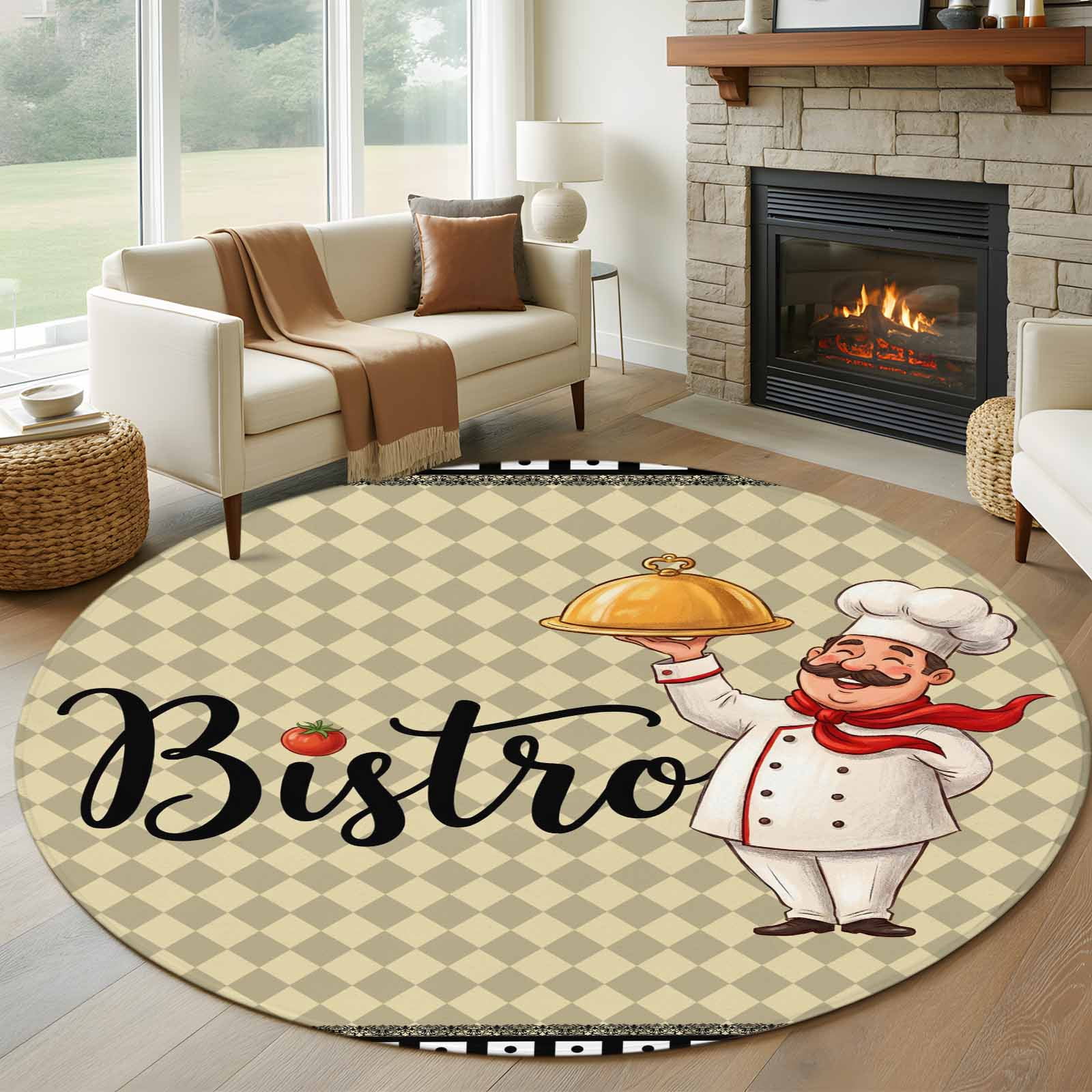 Bistro Cooker 5FT Round Area Rugs for Living Room Kitchen Tomato Plaid ...
