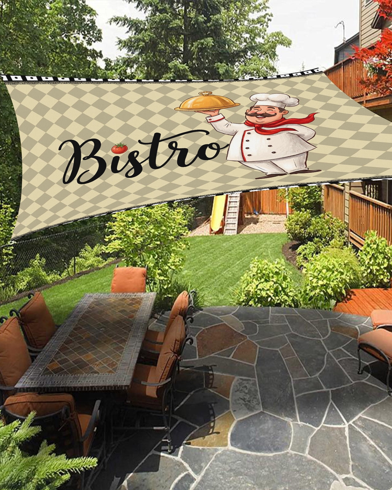 Bistro Cooker Sun Shade Sail 14'X18' Kitchen Tomato Plaid Black Border ...