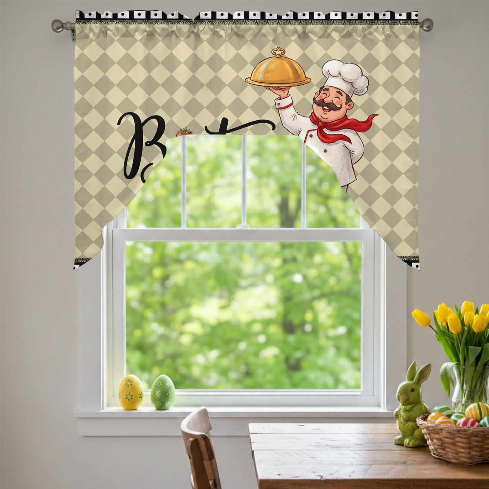 Bistro Cooker Swag Valances for Kitchen Window, Kitchen Tomato Plaid ...