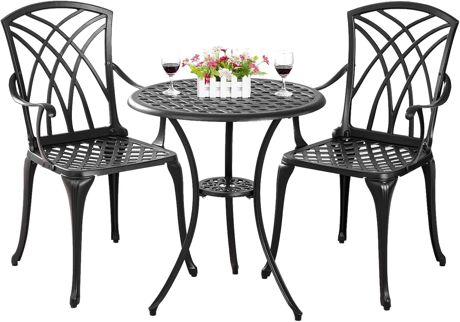 Bistro Patio Set 3 Piece Outdoor Metal Bistro Table and Chairs Set of 2 ...