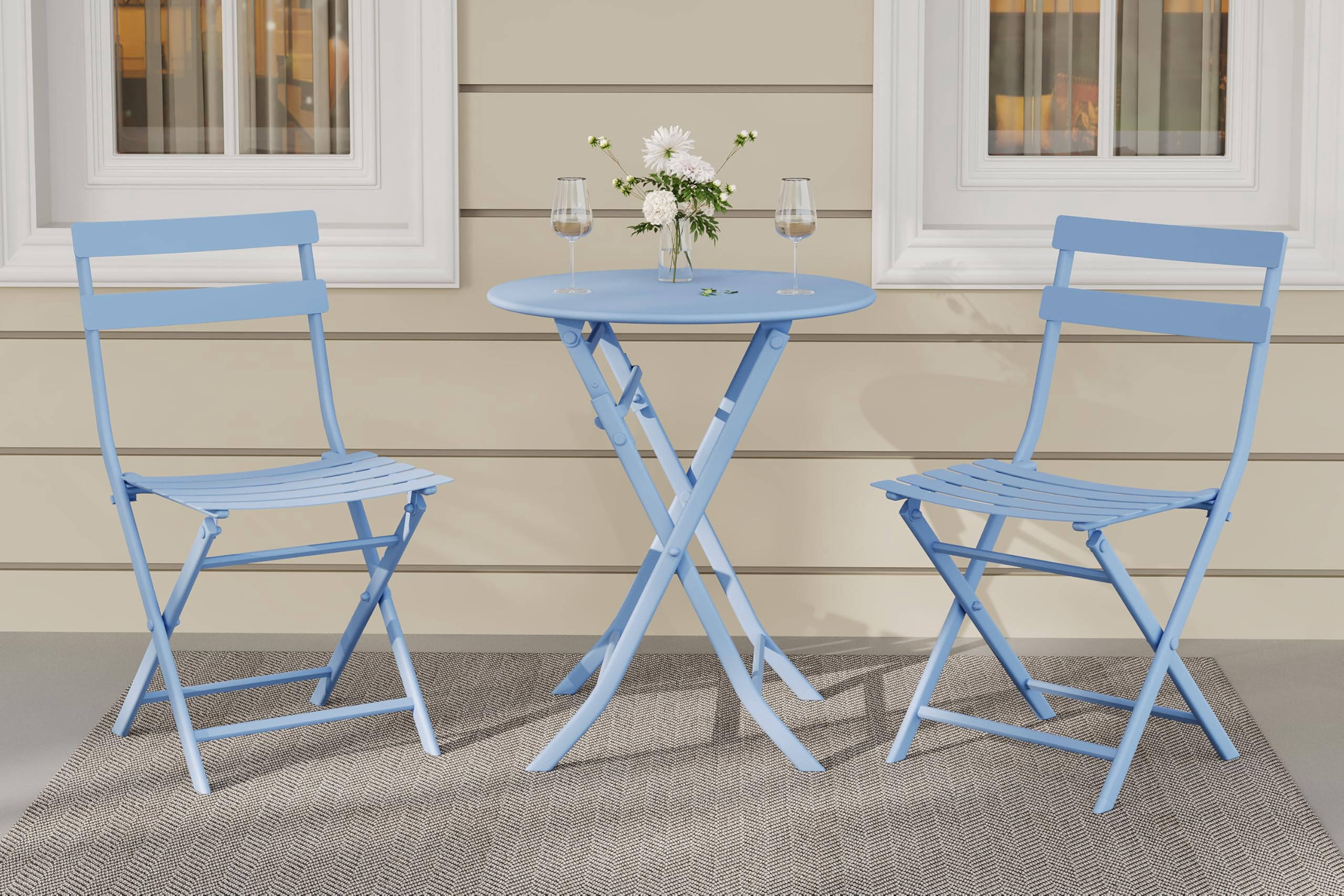 Bistro Table and Chairs Set of 2, 3 Piece Patio Bistro Set, Simple ...