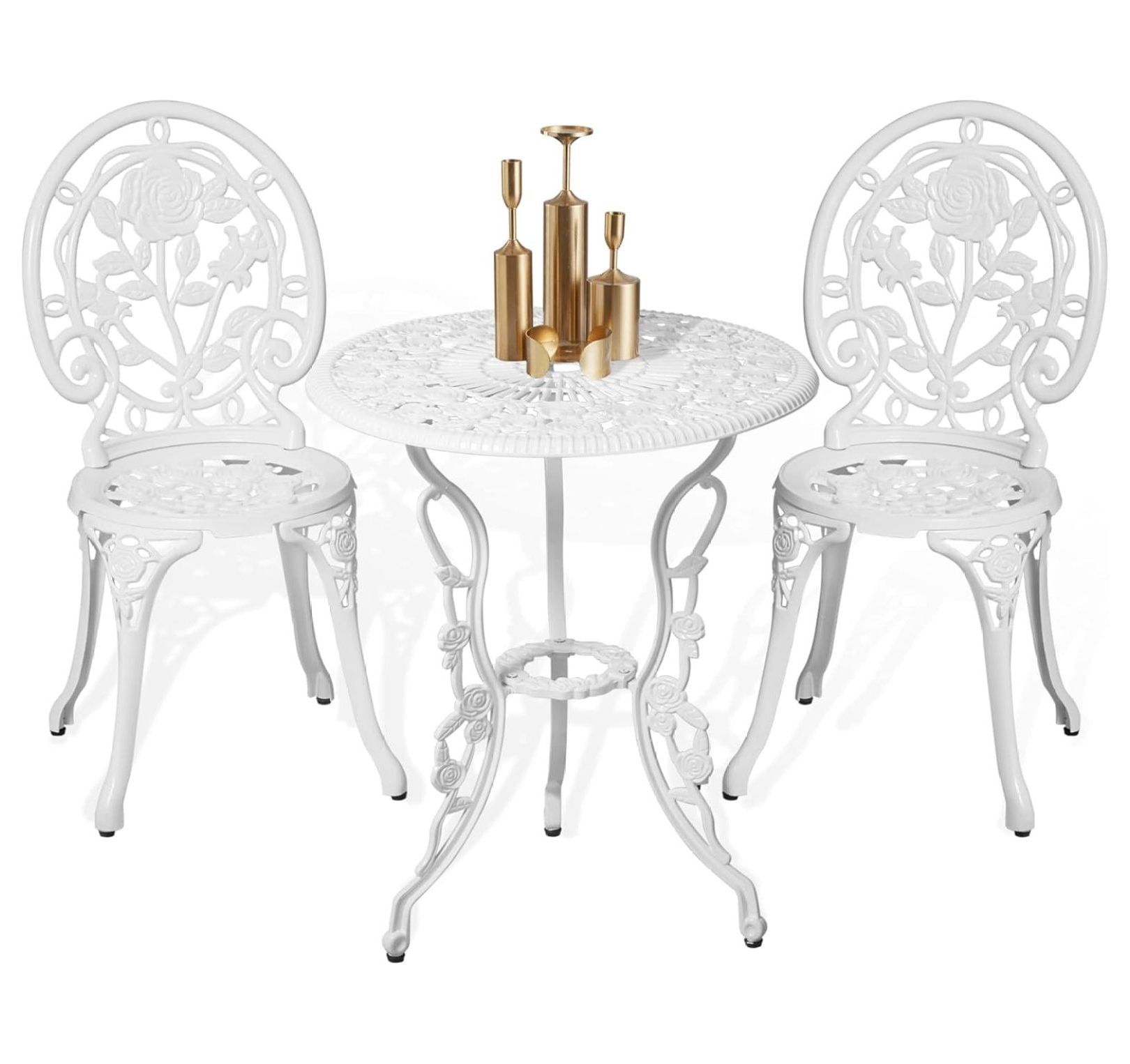 Bistro Table and Chairs Set of 2 Outdoor 3 Piece Patio Set, Rose ...
