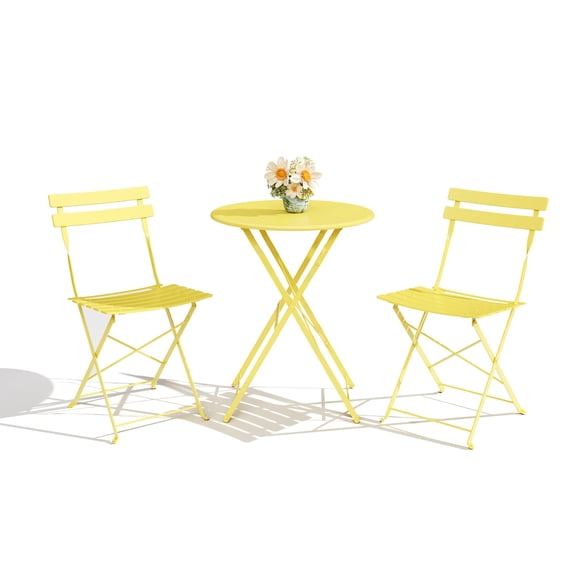 Bistro Table and Chairs set of 2, 3 Piece Folding Outdoor Patio Bistro ...