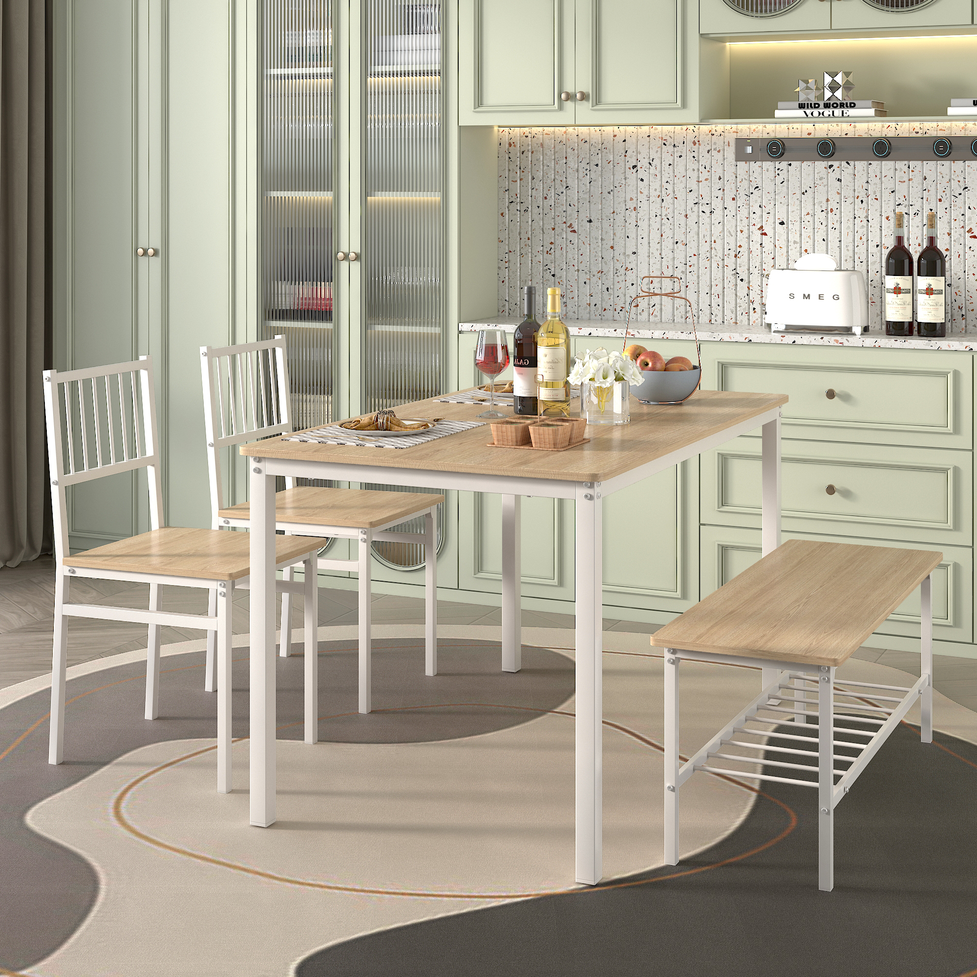 Bistro Table Sets for Kitchen, Counter Height Dining Set for 4, Saving ...