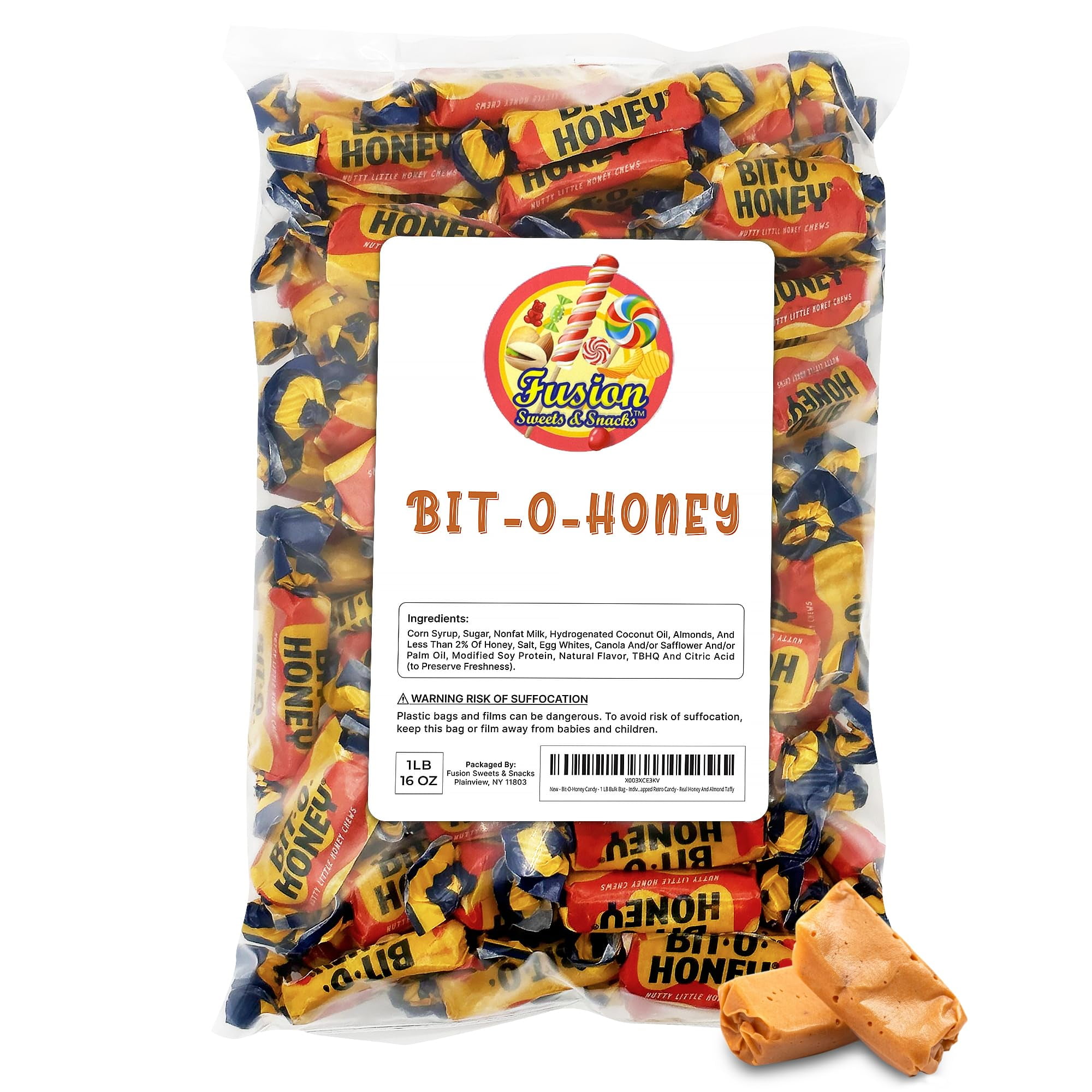 Bit-O-Honey Candy - 1 LB Bulk Bag - Individually Wrapped Retro Candy ...