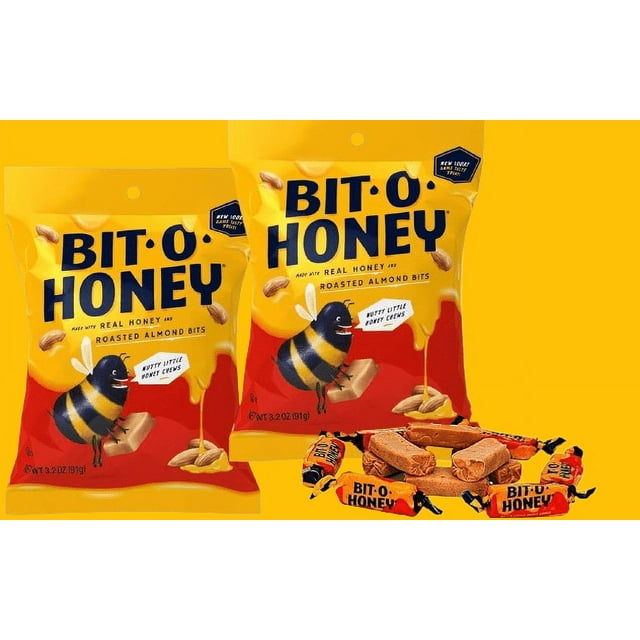 Bit-O-Honey Gluten-Free Honey Almond Taffy Candy Chews, 3.2oz Bag ...