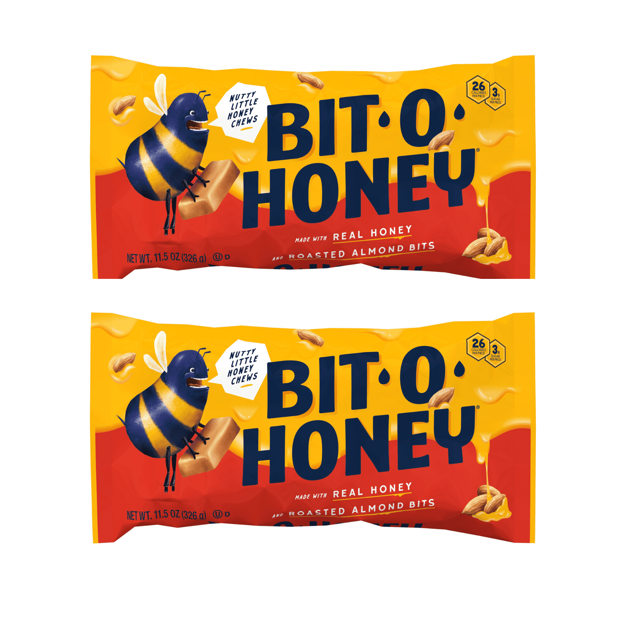 Bit-O-Honey Taffy Candy, Honey and Almond Flavor, 11.5 oz, 2-Pack ...