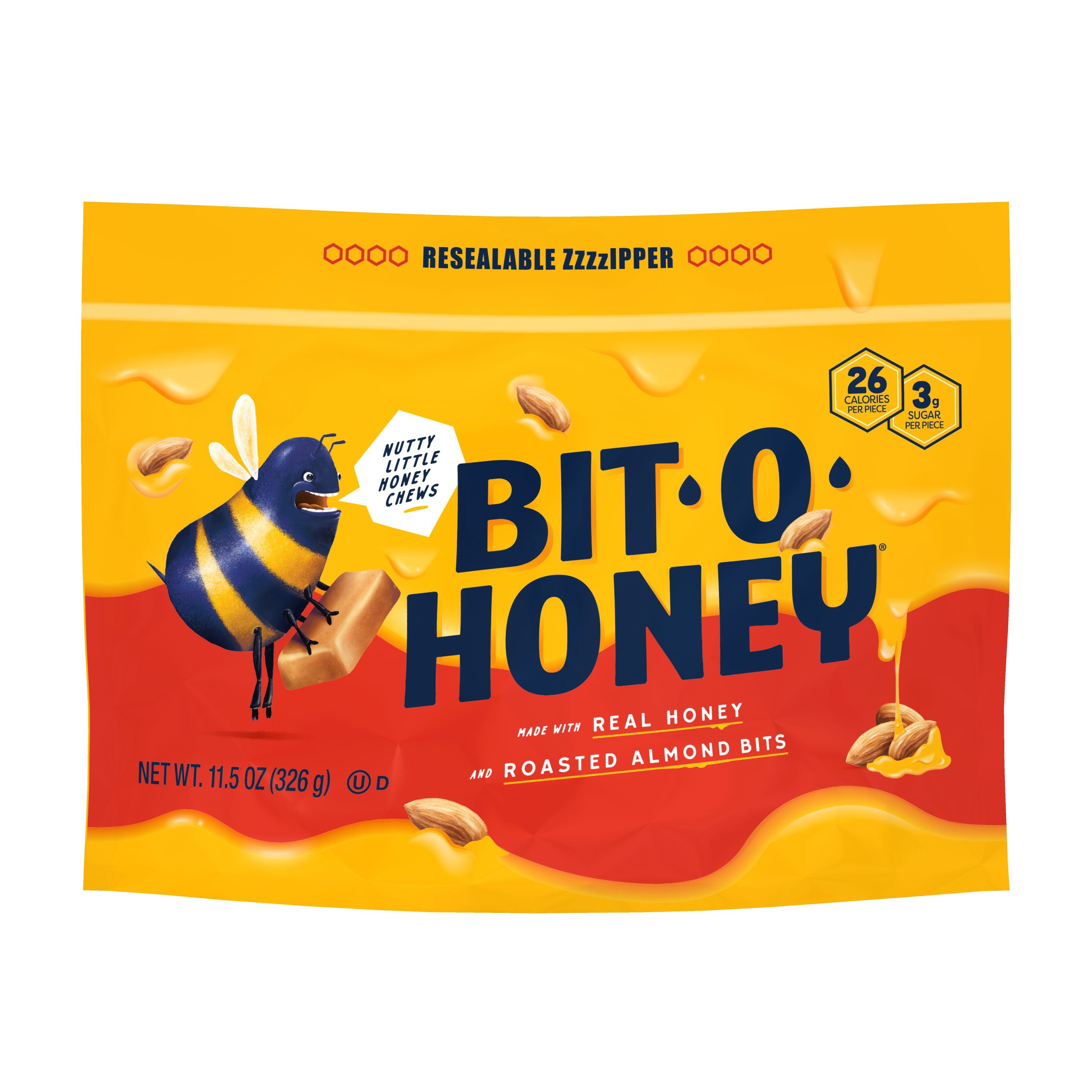 Bit-O-Honey Chewy Taffy Candy with Real Honey and Almonds, Gluten Free ...