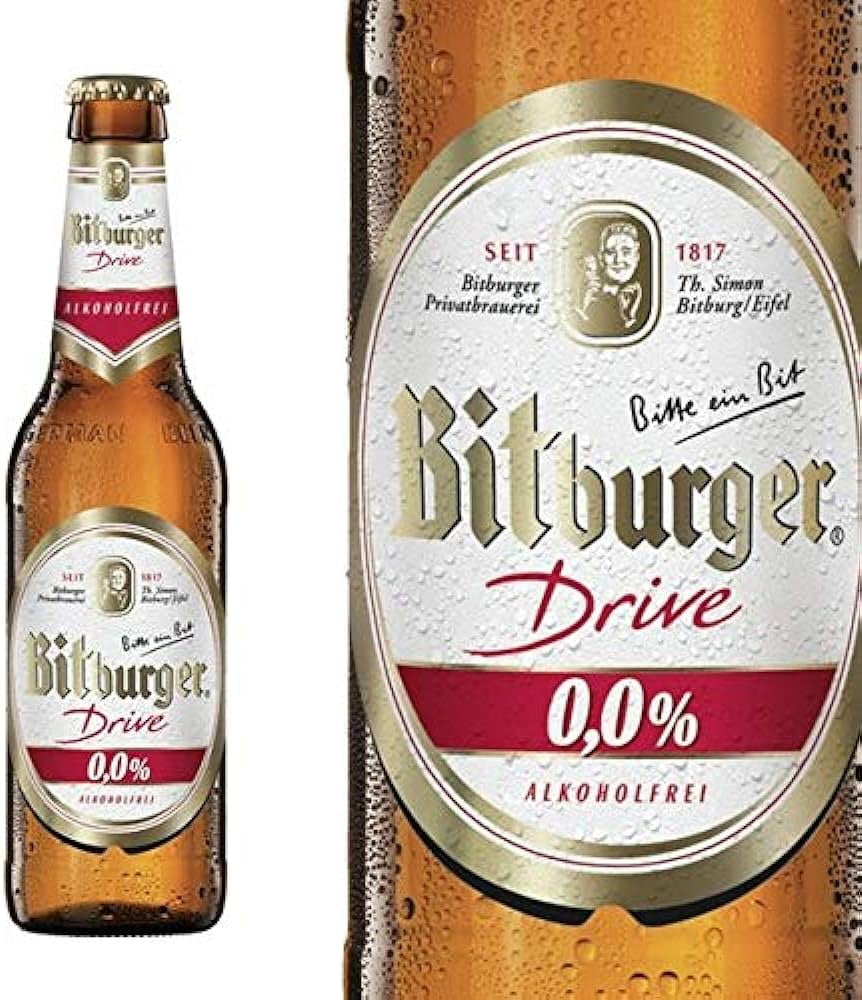 Bitburger DRIVE 0.0 Non Alcoholic (Pack of 24) (1 Case) 11.2oz Bottles ...