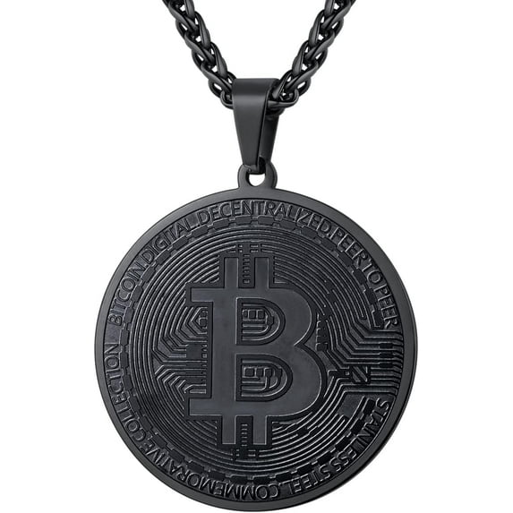 Bitcoin Chain for Men, Stainless Steel 18K Gold Plated Cryptocurrency ...