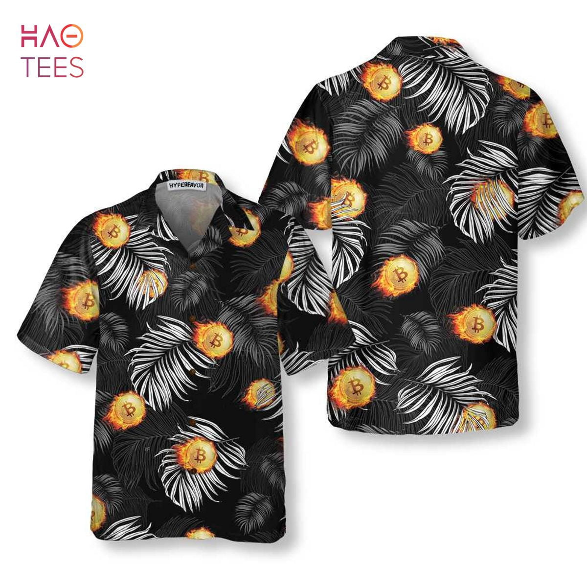 Bitcoin Flame And Tropical Pattern Hawaiian Shirt - Walmart.com
