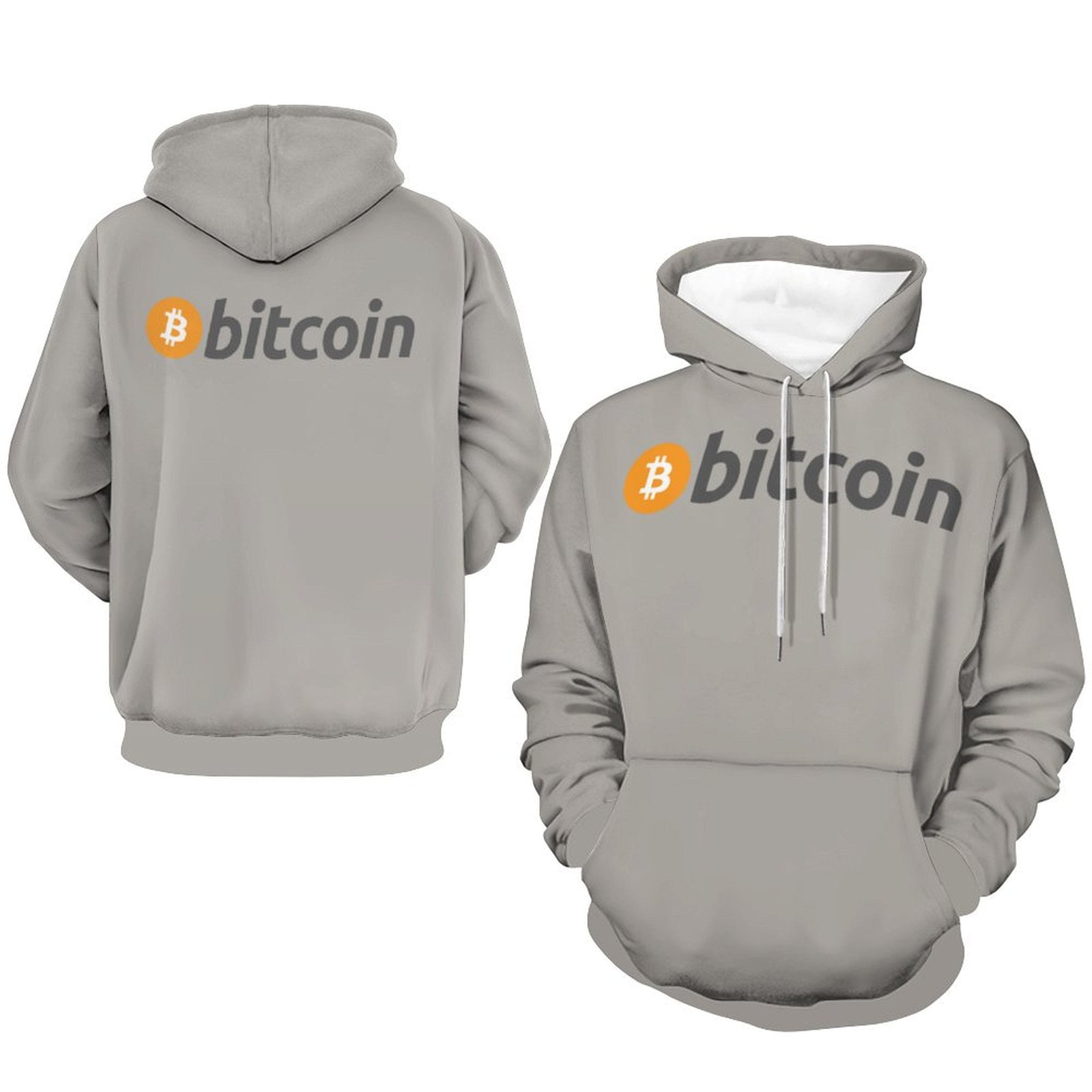 Bitcoin Logo Hoodies for Men Women, Pullover Hoodie with Kangaroo ...