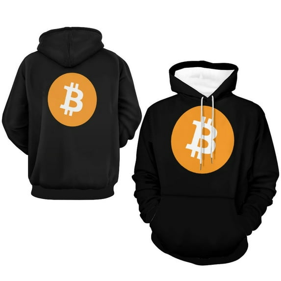 Bitcoin Logo Hoodies for Men Women, Pullover Hoodie with Kangaroo ...