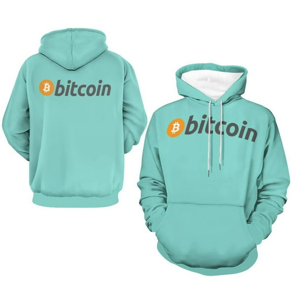 Bitcoin Logo Hoodies for Men Women, Pullover Hoodie with Kangaroo ...