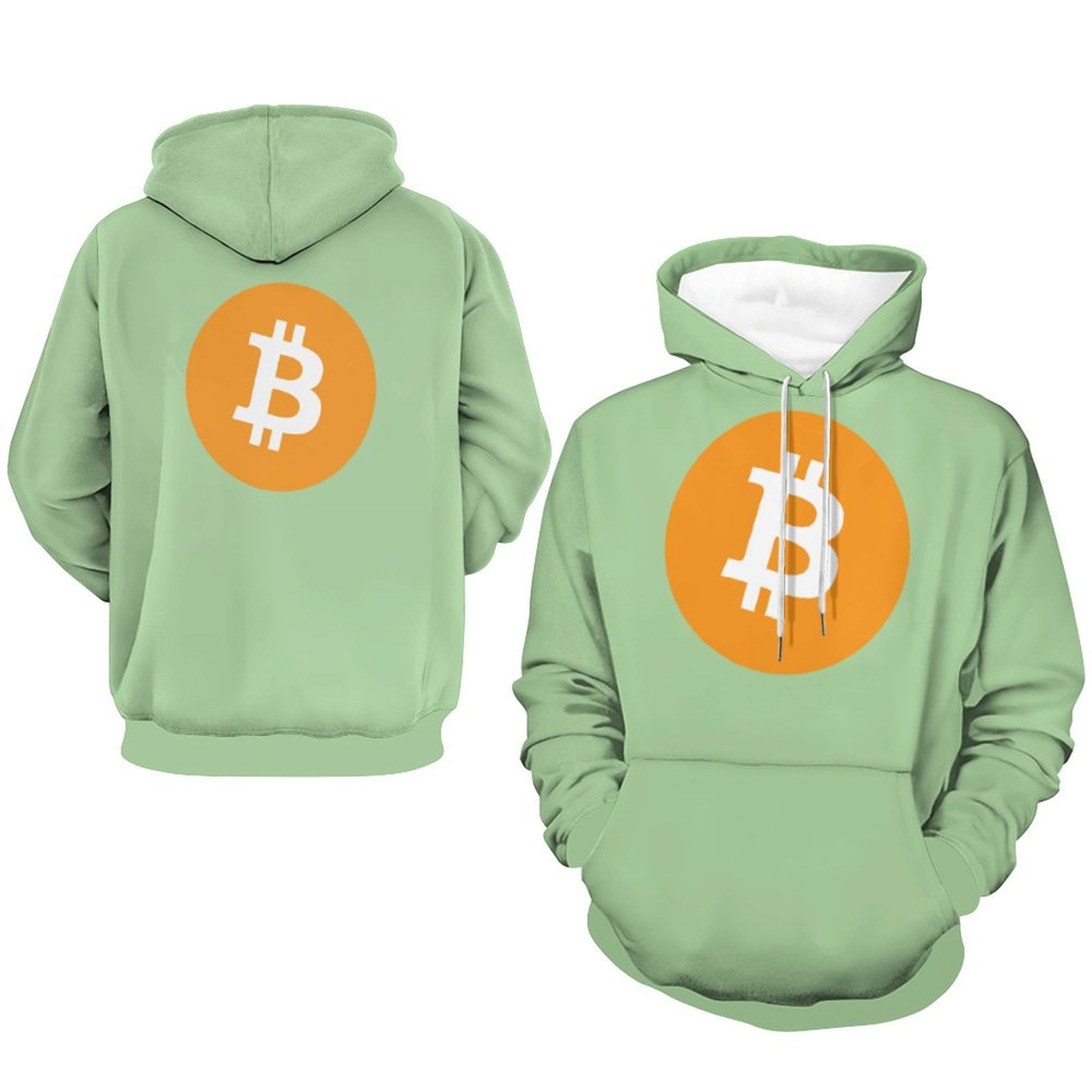 Bitcoin Logo Hoodies for Men Women, Pullover Hoodie with Kangaroo ...