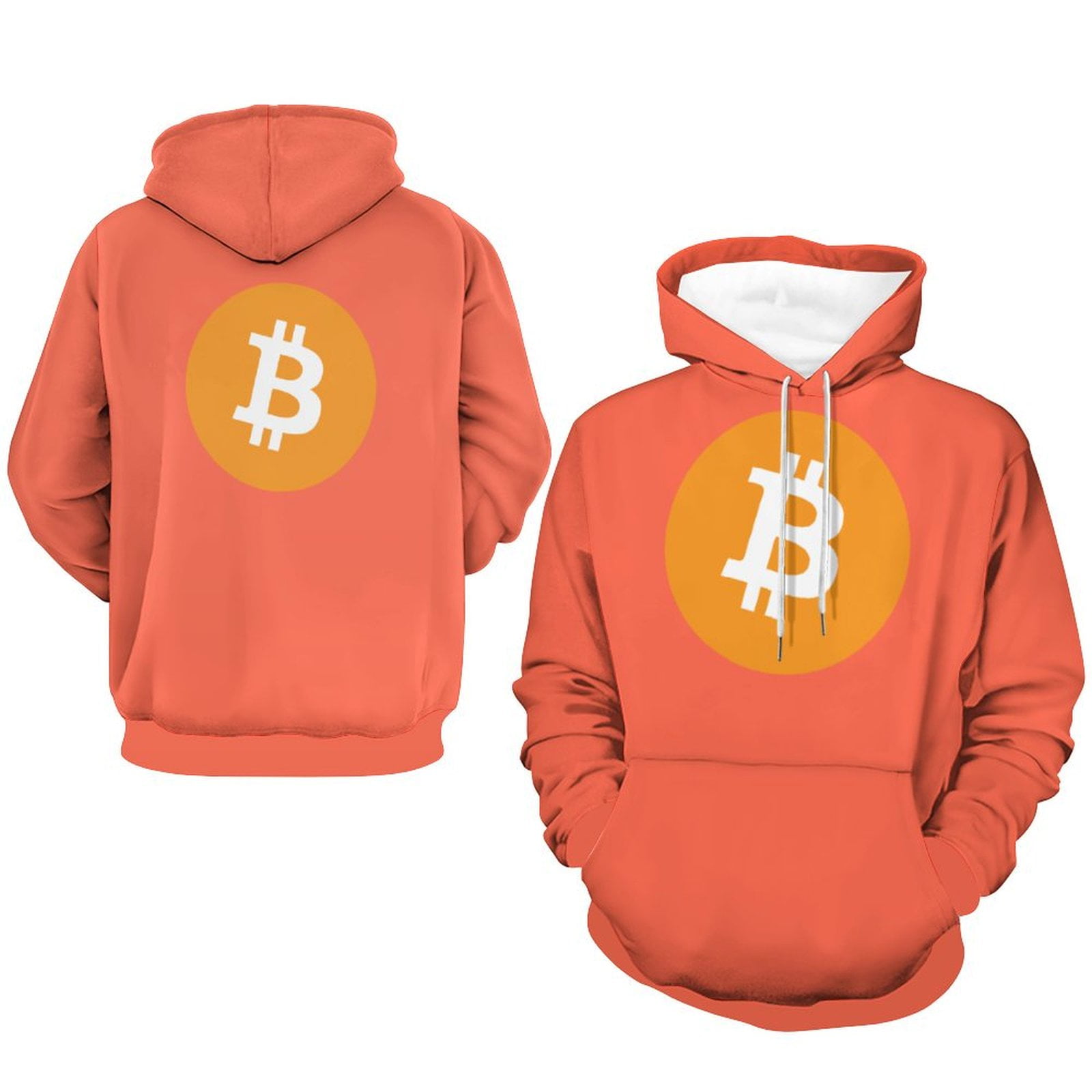 Bitcoin Logo Hoodies for Men Women, Pullover Hoodie with Kangaroo ...