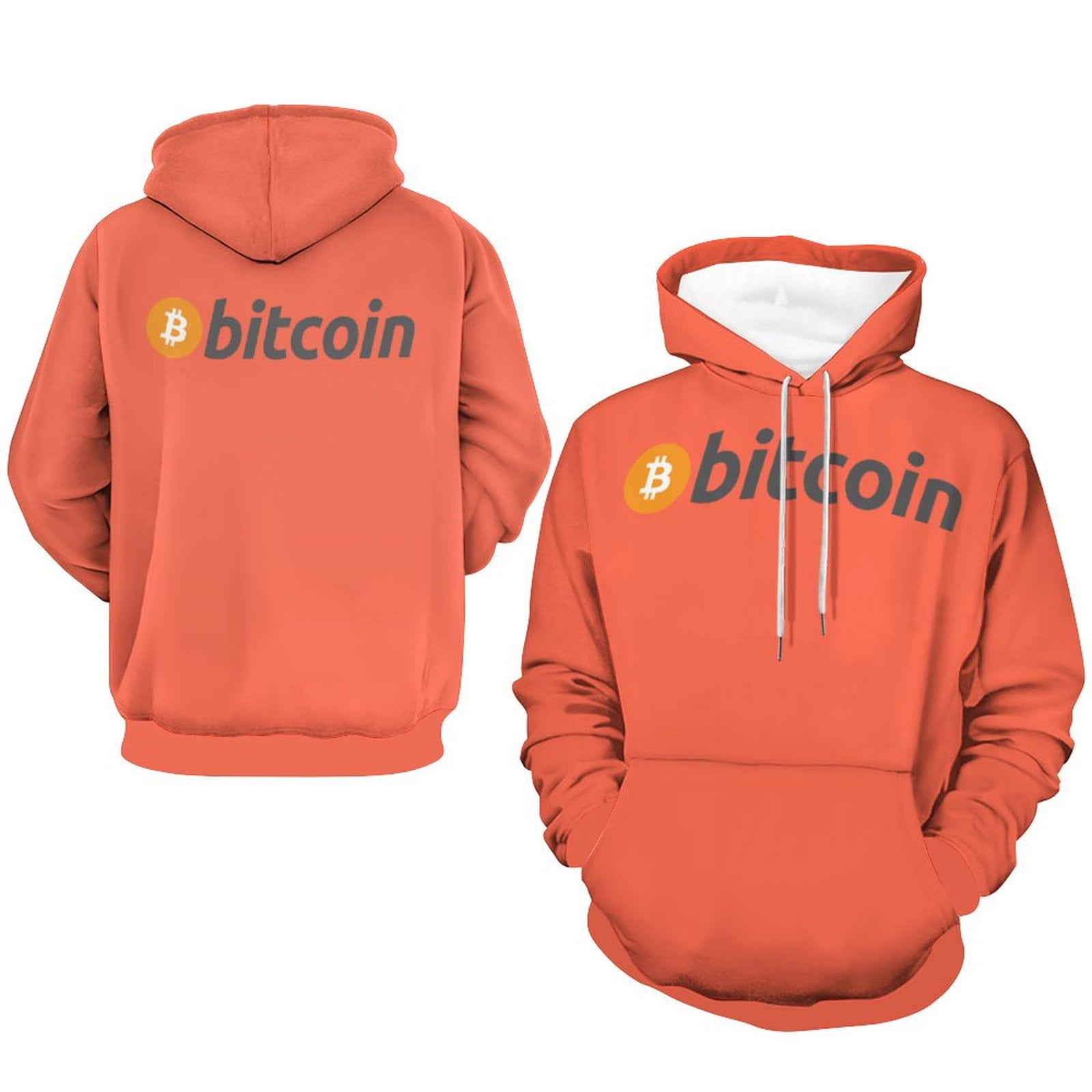 Bitcoin Logo Hoodies for Men Women, Pullover Hoodie with Kangaroo ...