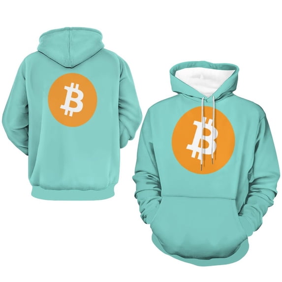 Bitcoin Logo Hoodies for Men Women, Pullover Hoodie with Kangaroo ...