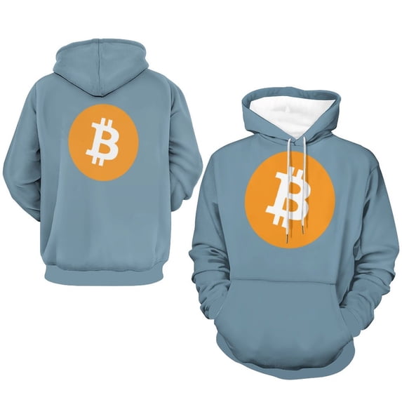 Bitcoin Logo Hoodies for Men Women, Pullover Hoodie with Kangaroo ...