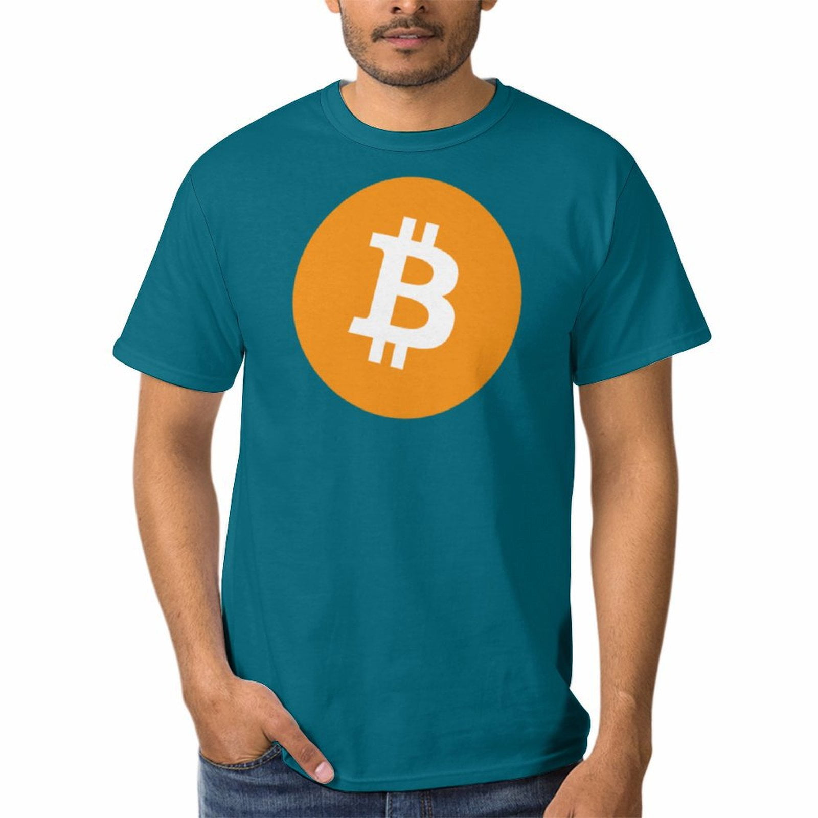 Bitcoin Logo T-Shirts for Men, Casual Crew Neck Tee Shirts, Unisex ...