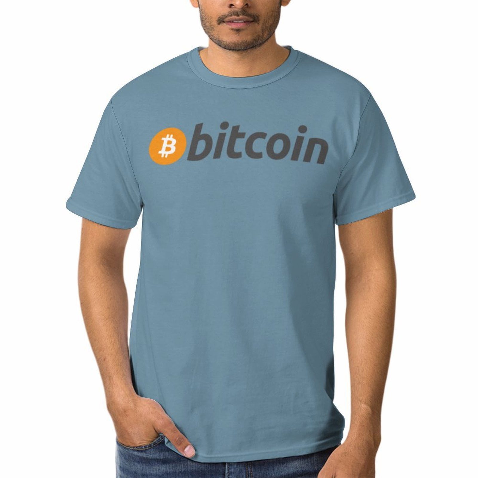 Bitcoin Logo T-Shirts for Men, Casual Crew Neck Tee Shirts, Unisex ...