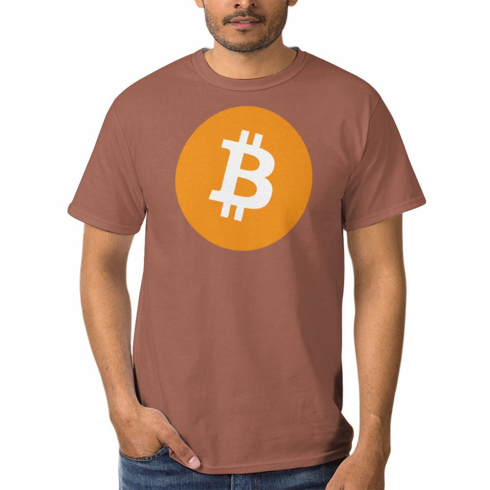 Bitcoin Logo T-Shirts for Men, Casual Crew Neck Tee Shirts, Unisex ...
