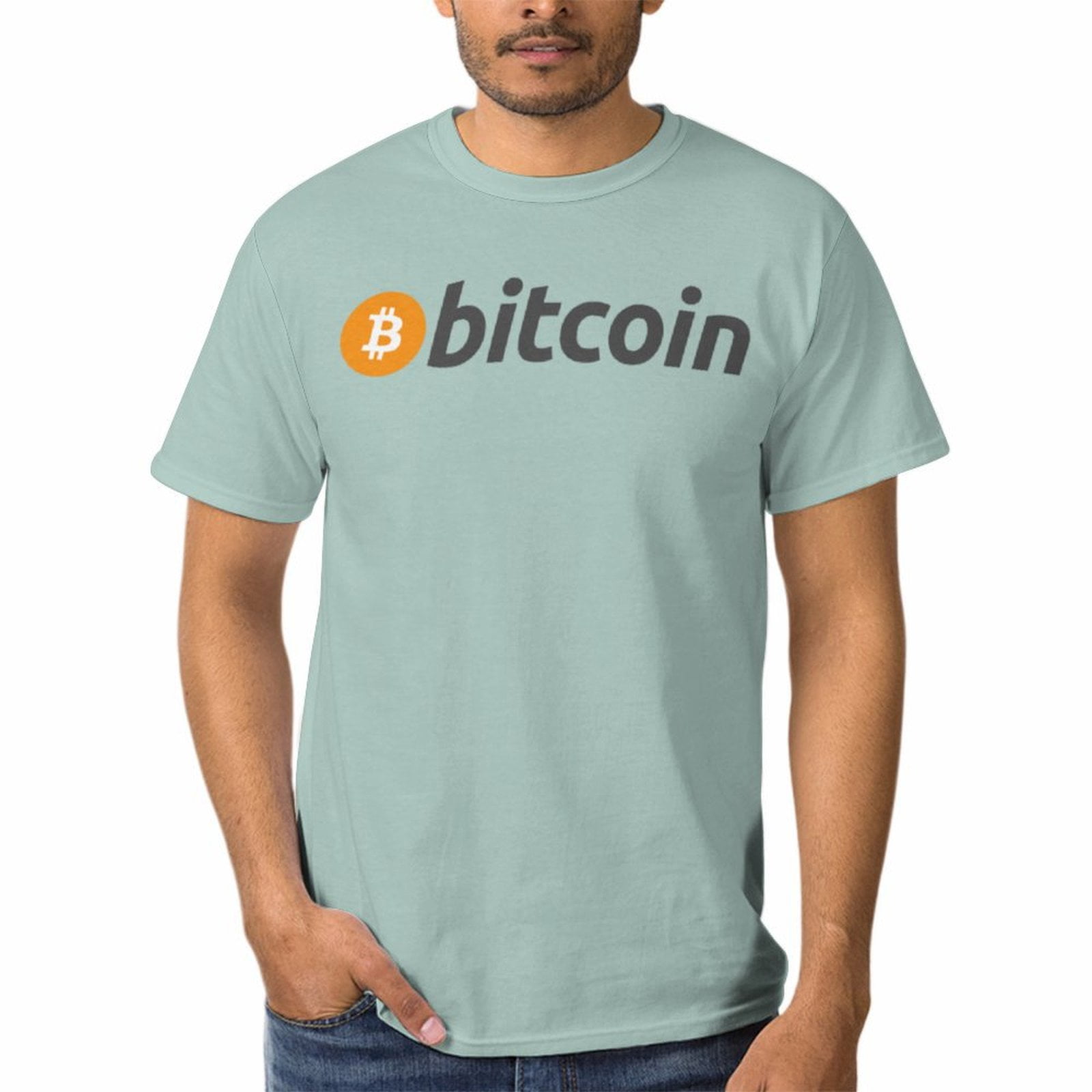 Bitcoin Logo T-Shirts for Men, Casual Crew Neck Tee Shirts, Unisex ...