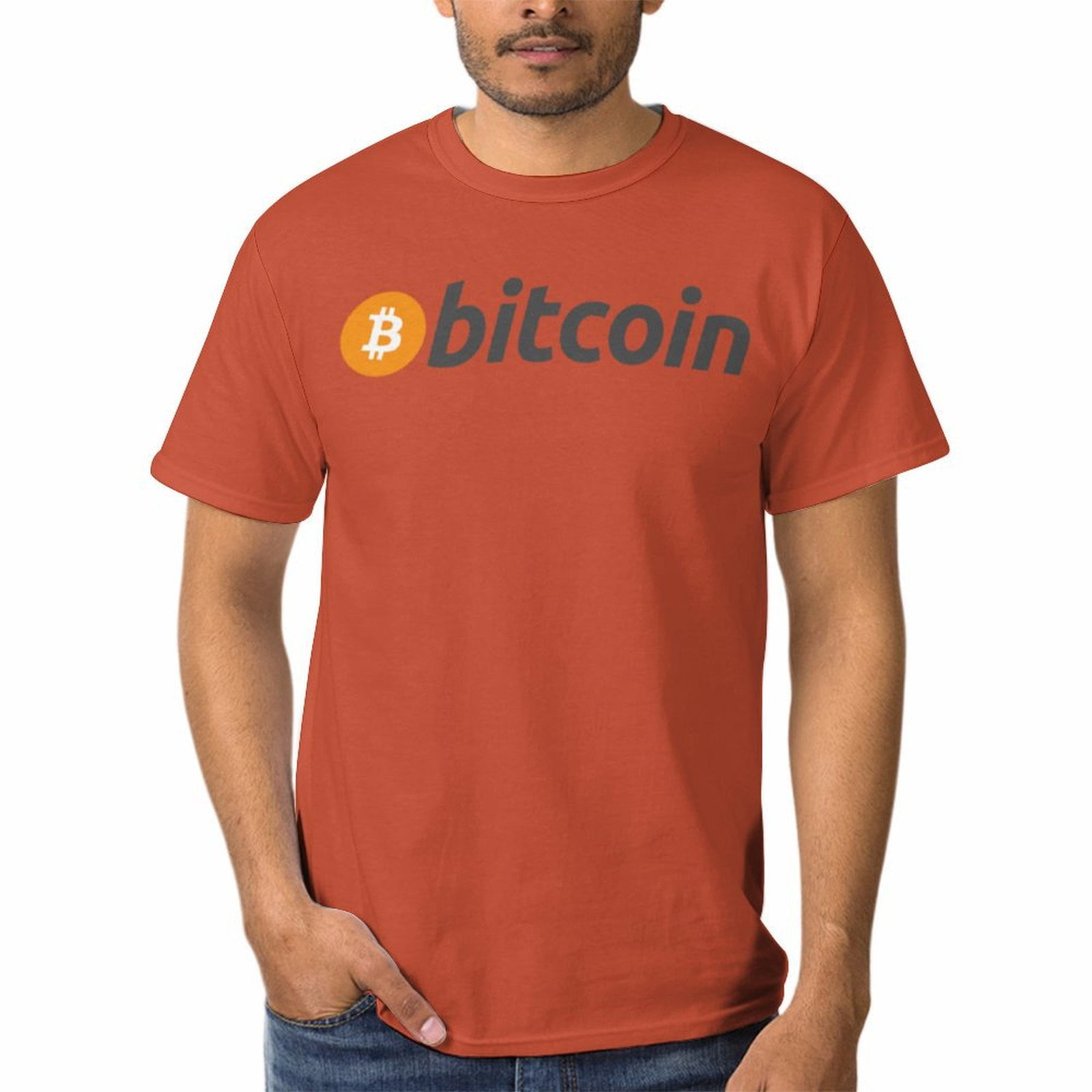 Bitcoin Logo T-Shirts for Men, Casual Crew Neck Tee Shirts, Unisex ...