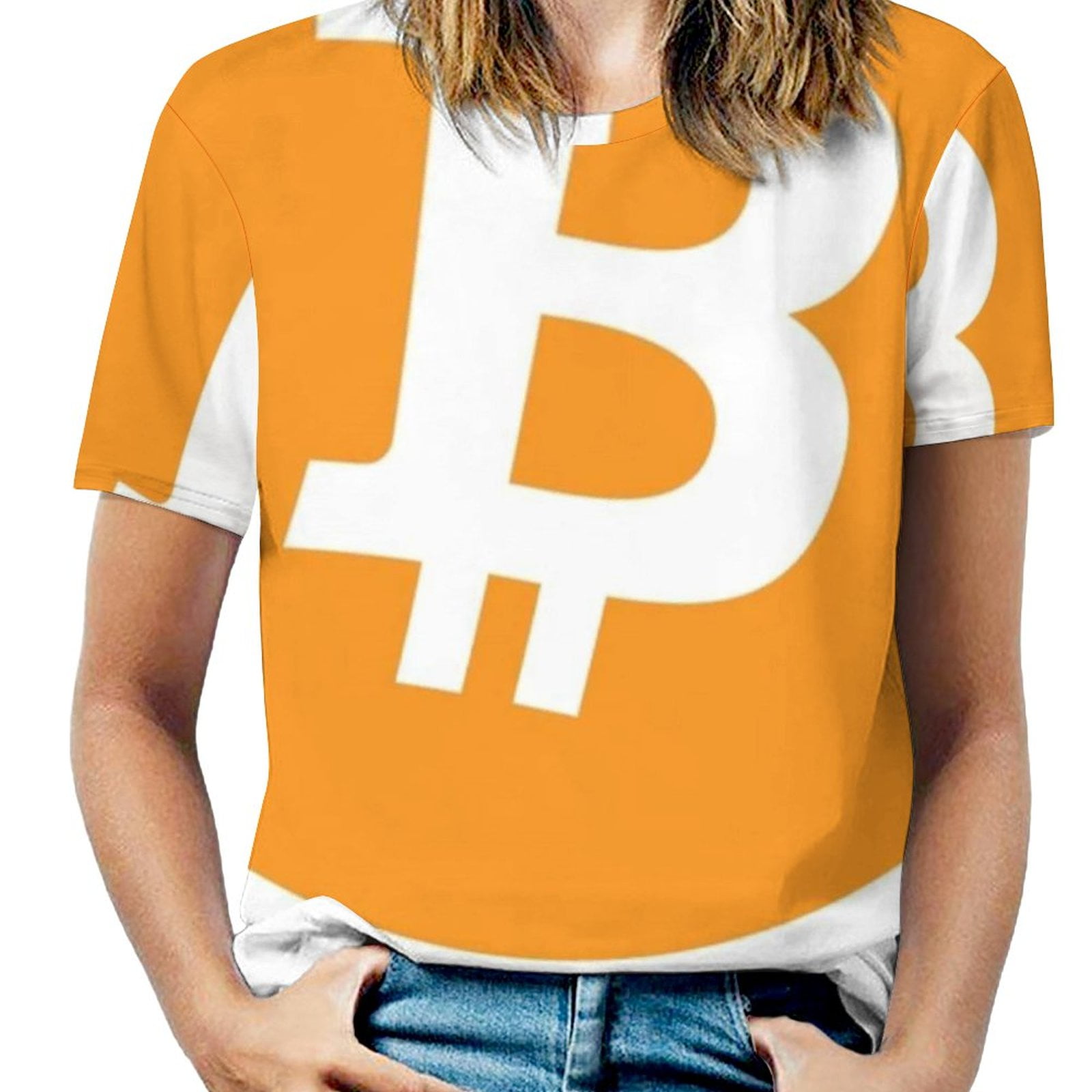 Bitcoin Women Zipper Sexy Printed Vintage T Shirts Tops Full Print T-Shirt Bitcoin Crypto ...