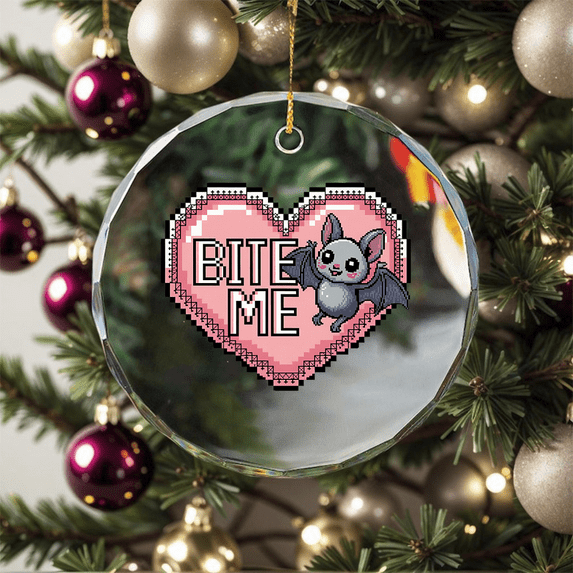 Bite ME - Cute Bat Pixel-art Ornament, Crystal Glass Ornament - Walmart.com