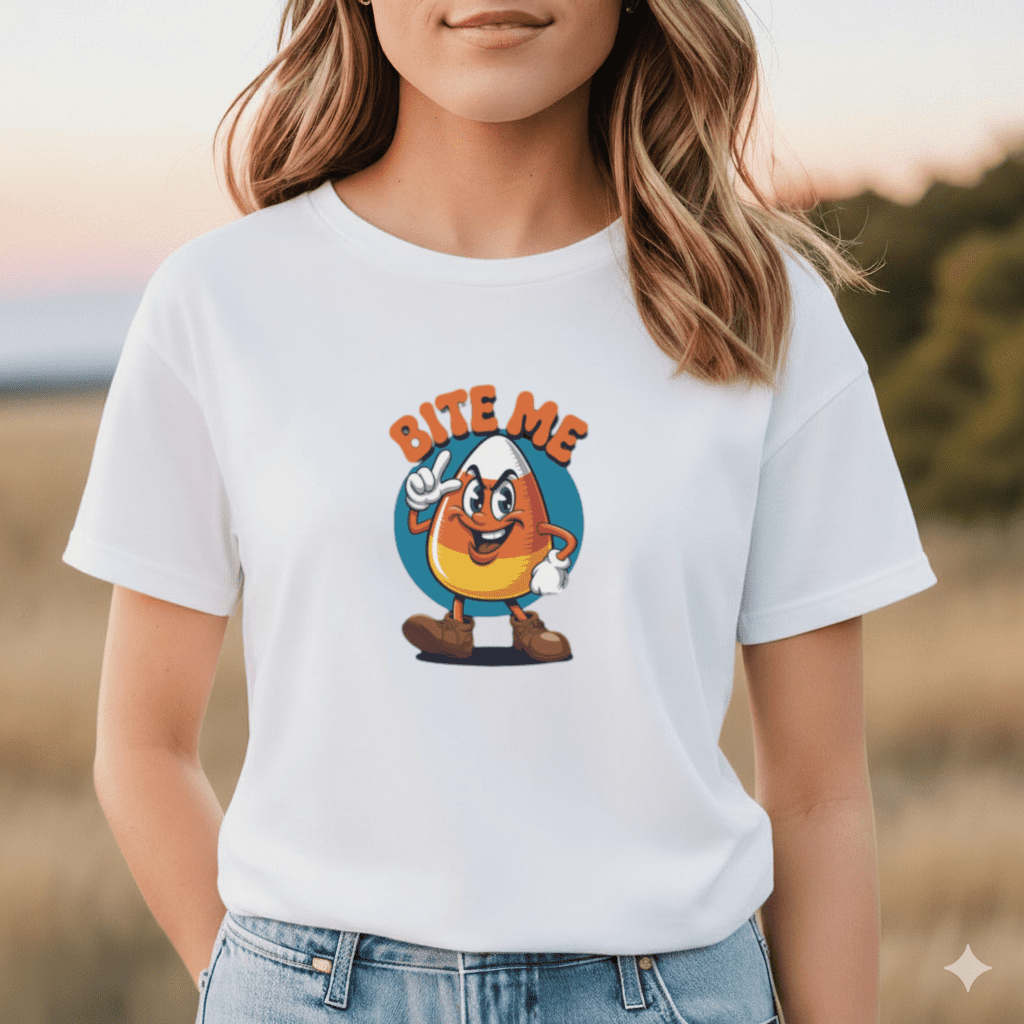 Bite Me Candy Corn Retro Funny Sweet Treat Attitude Quote Unisex T ...