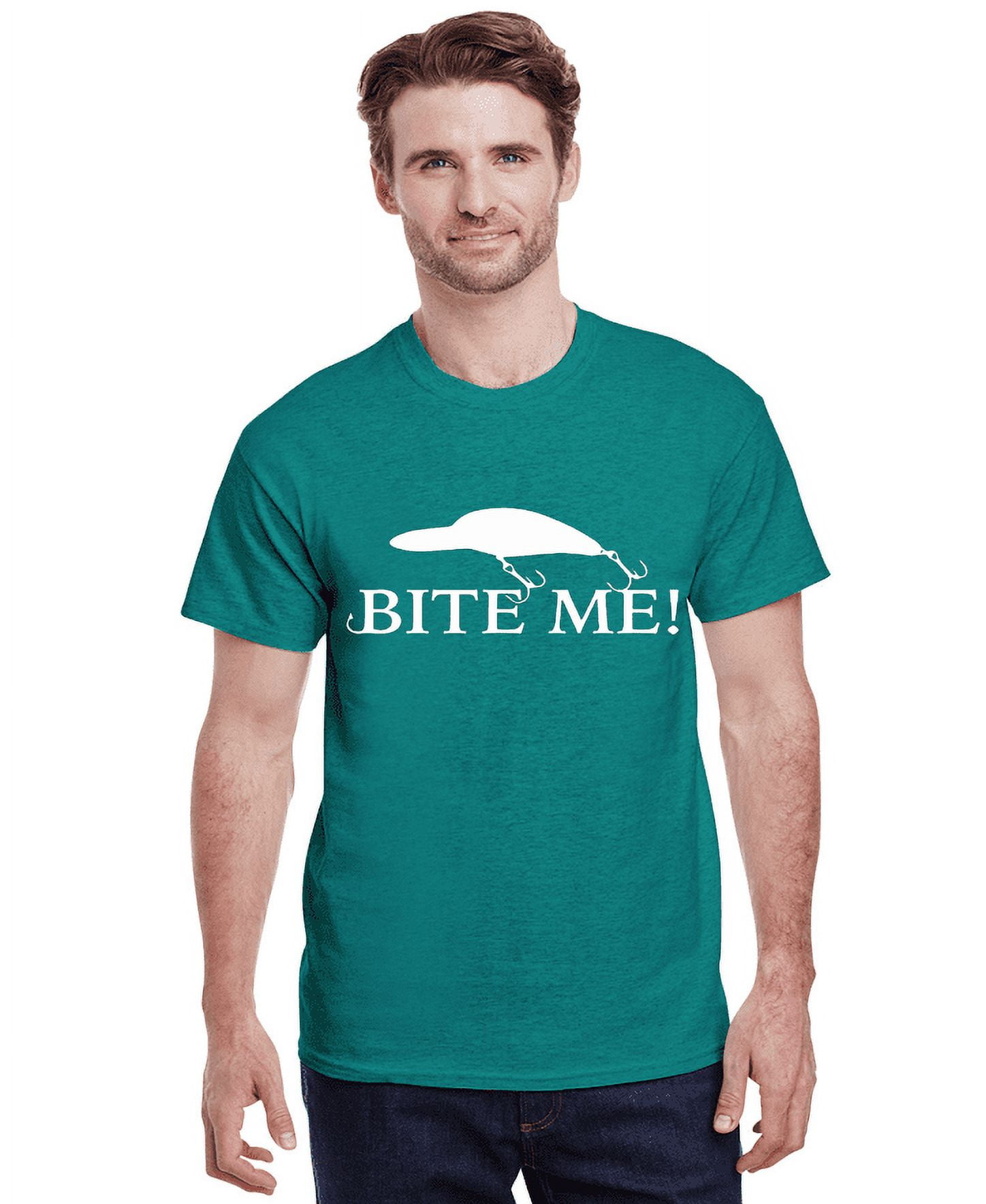 Bite Me Funny Dad Jokes Fathers Day Gifts Fishing T-shirt Mens Graphic Tees - Walmart.com