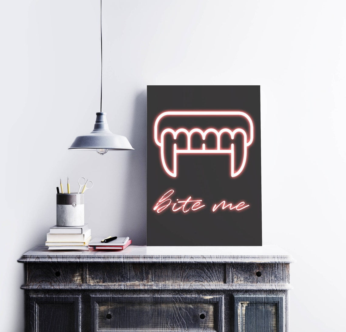 Bite Me Quote Poster, Quote Poster, Decor, Vampire Fangs Art, Wall Art ...