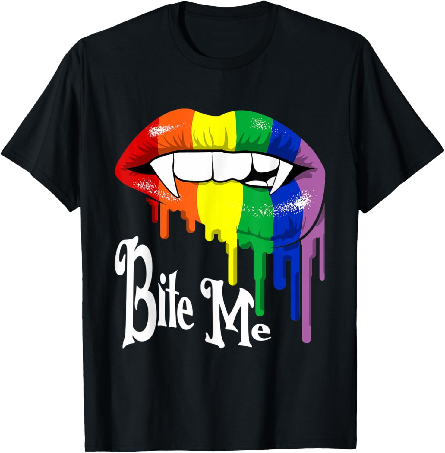 Bite Me Vampire Lips Fangs LGBTQ+ Pride Halloween Costume Funny ...