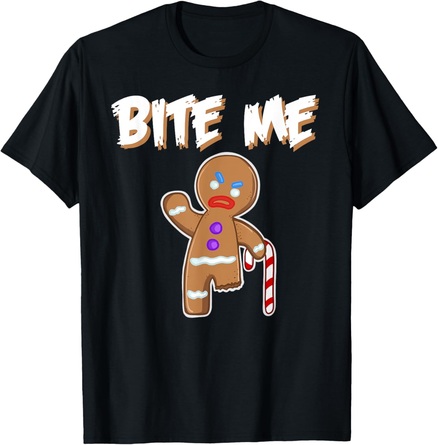 Bite Me angry gingerbread man Bite Me Funny Creative Graphic T-Shirt ...